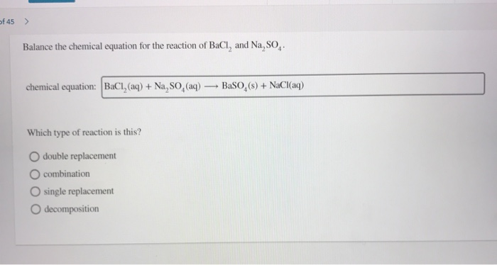 Solved Balance the chemical equation for the reaction of | Chegg.com