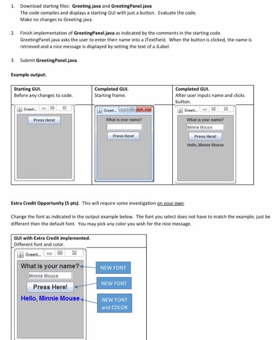 Solved 1. Download starting files: Greeting.java and | Chegg.com