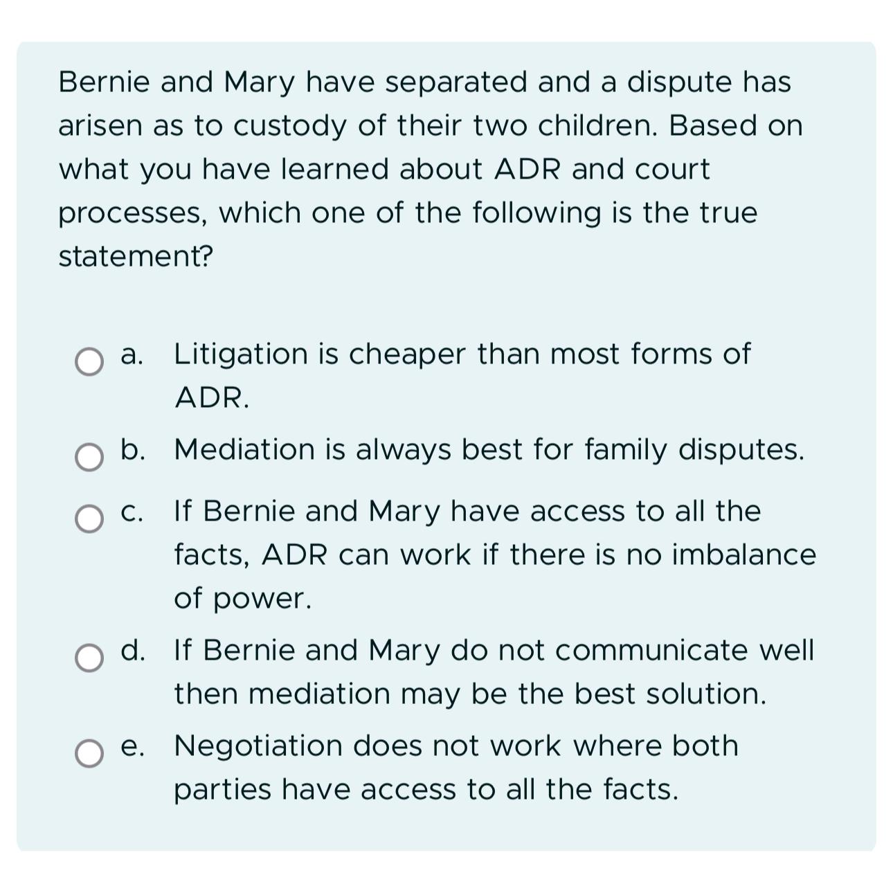 Solved Bernie and Mary have separated and a dispute has | Chegg.com