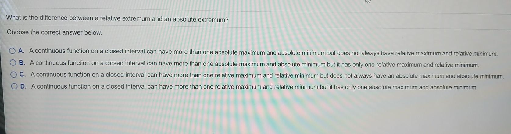 Solved What is the difference between a relative extremum | Chegg.com