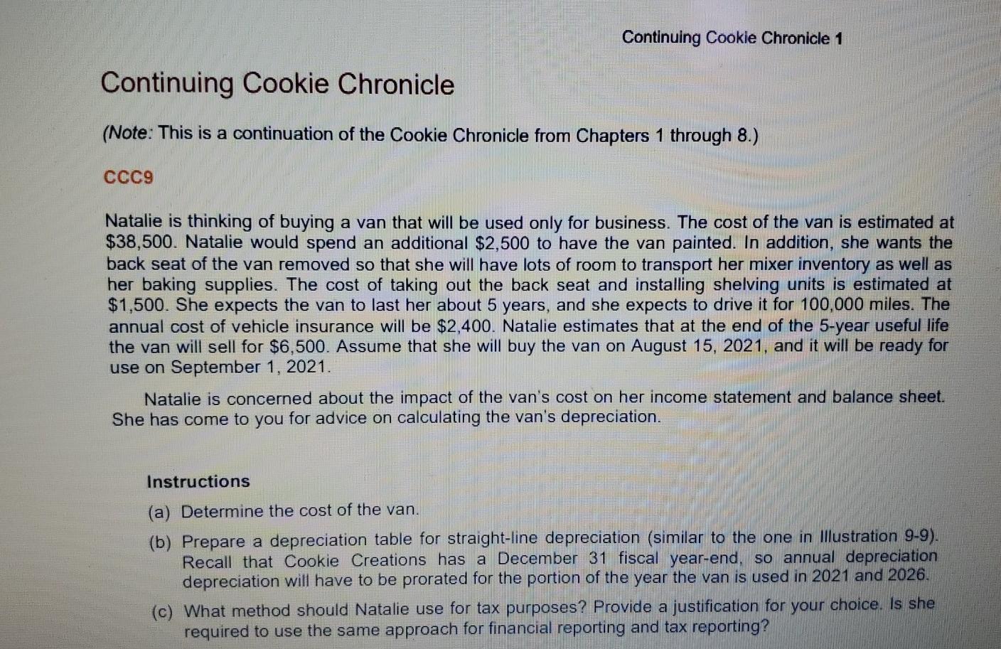 Solved Continuing Cookie Chronicle 1 Continuing Cookie | Chegg.com