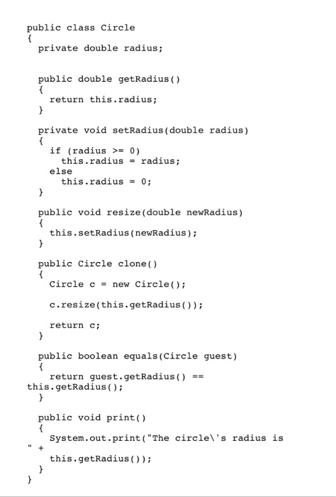 Solved Requirements Circlejava A Simple Class Which Models