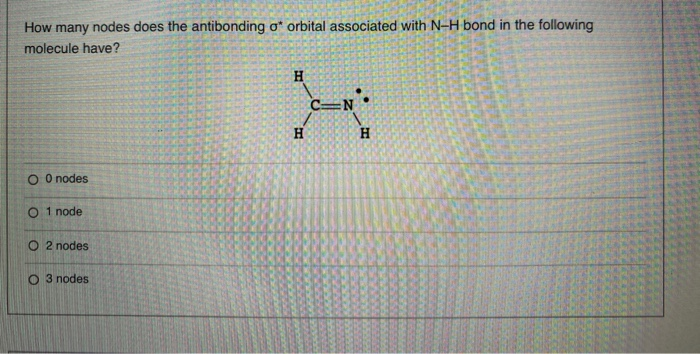 Solved How many nodes does the antibonding o* orbital | Chegg.com