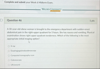 Solved Complete and submit your Week 6 ﻿Midterm Exam.Whiden | Chegg.com