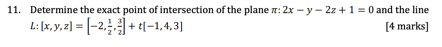 Solved Determine the exact point of intersection of the | Chegg.com