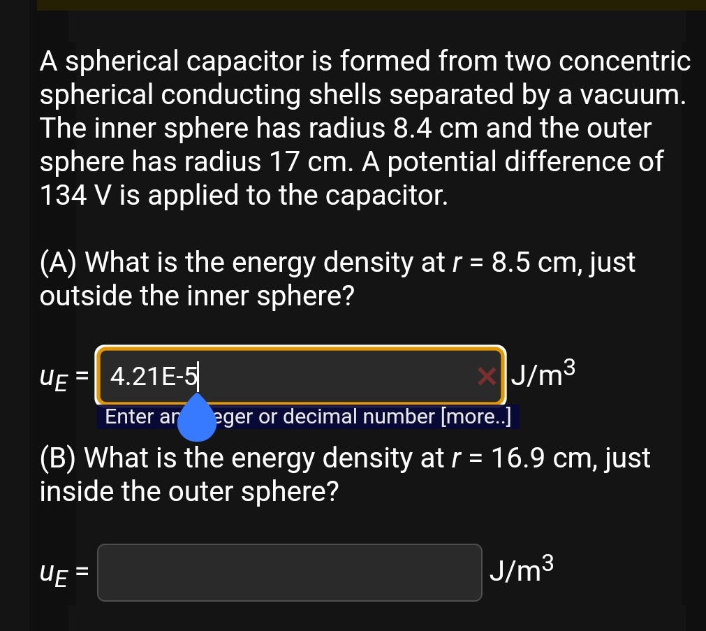 Solved A spherical capacitor is formed from two concentric | Chegg.com