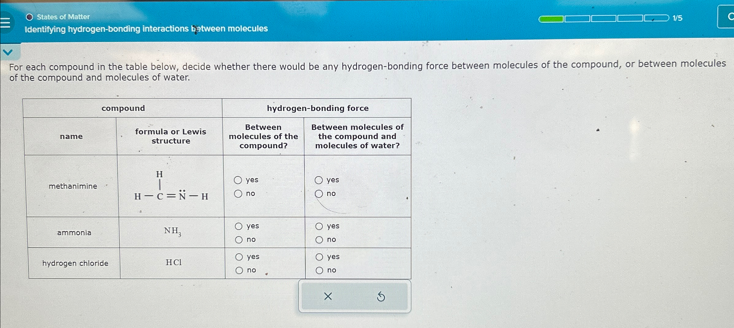 Solved States of MatterIdentifying hydrogen-bonding | Chegg.com