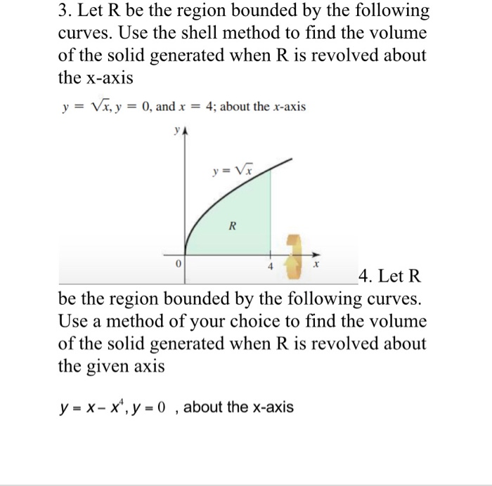 Solved 3. Let R be the region bounded by the following | Chegg.com