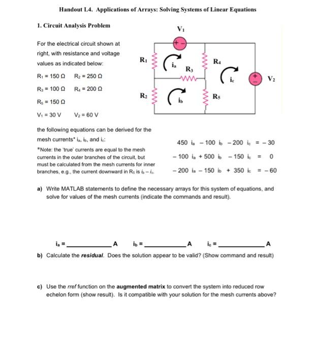 Solved Handout L4. Applications of Arrays: Solving Systems | Chegg.com