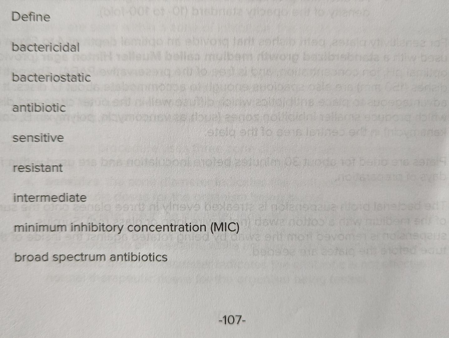 Solved Define bactericidal bacteriostatic antibiotic | Chegg.com