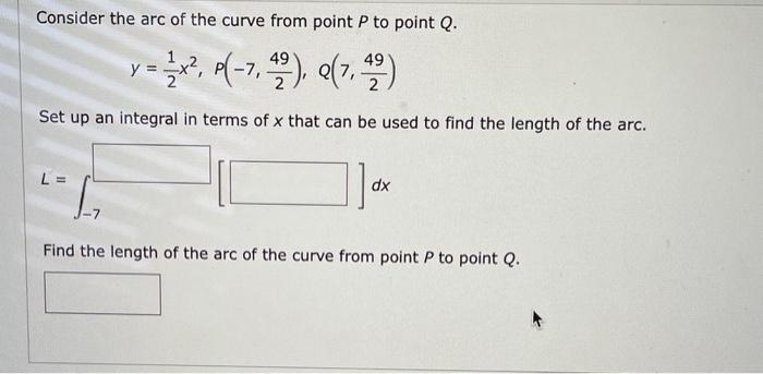 Solved Consider the arc of the curve from point P to point | Chegg.com