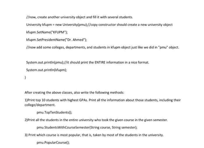 Solved 2) Create advance data types to represent University, | Chegg.com