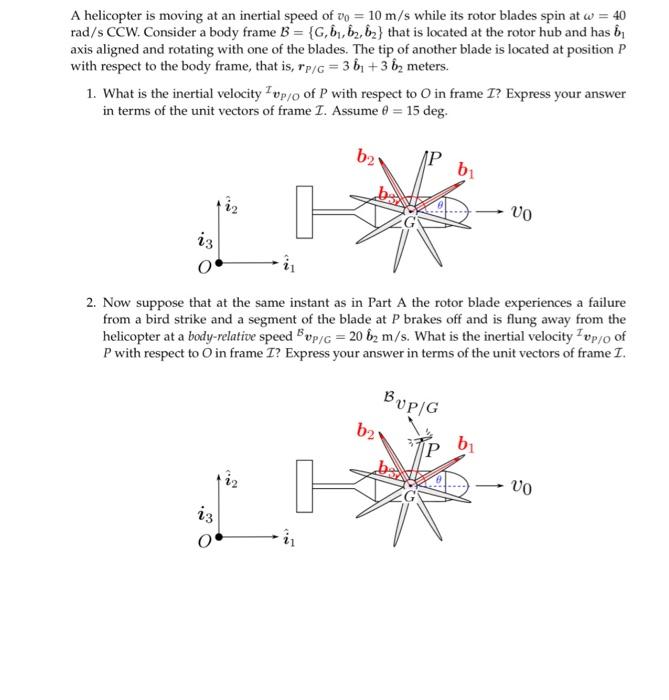 Solved A helicopter is moving at an inertial speed of v0=10 | Chegg.com