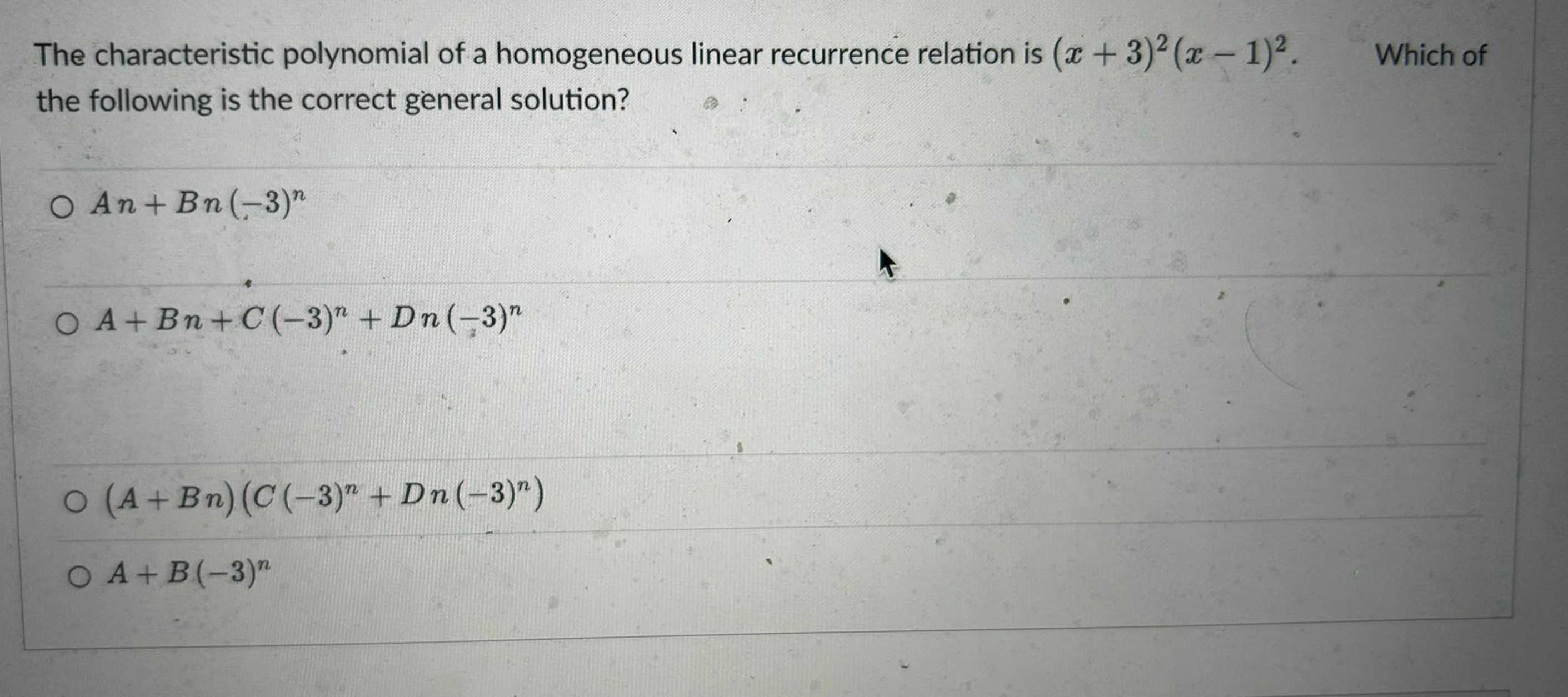 Solved The characteristic polynomial of a homogeneous linear | Chegg.com