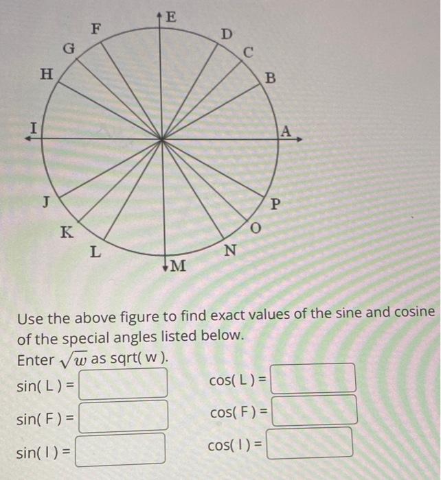 Solved Use the above figure to find exact values of the sine | Chegg.com