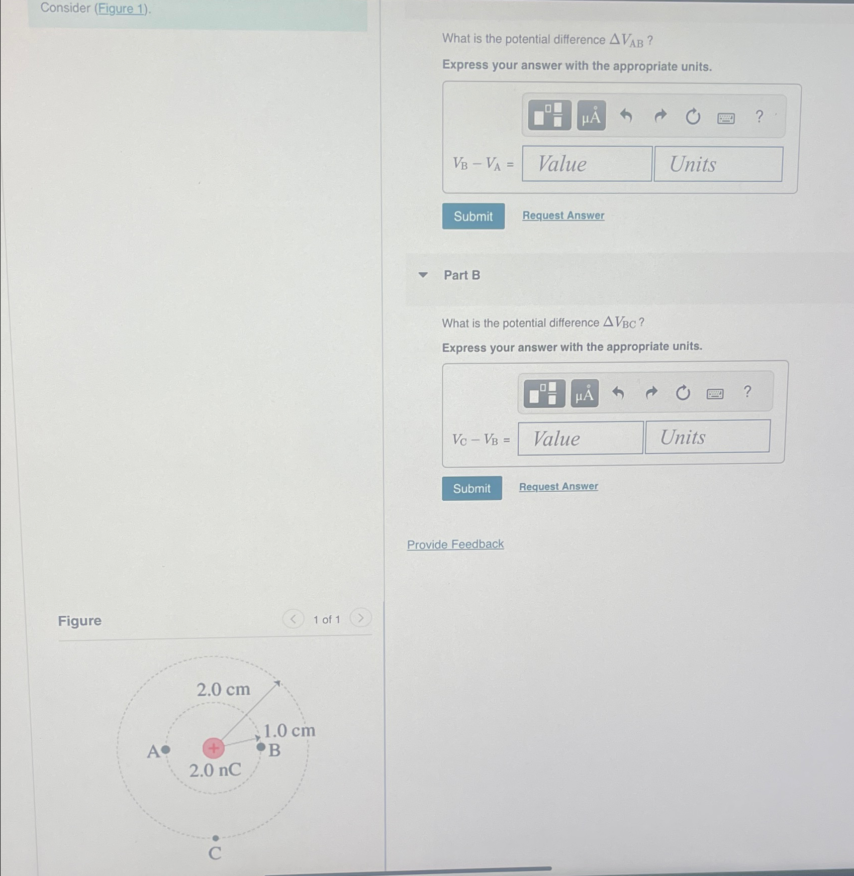 Solved Consider (Figure 1).VB-VA=Express your answer with | Chegg.com