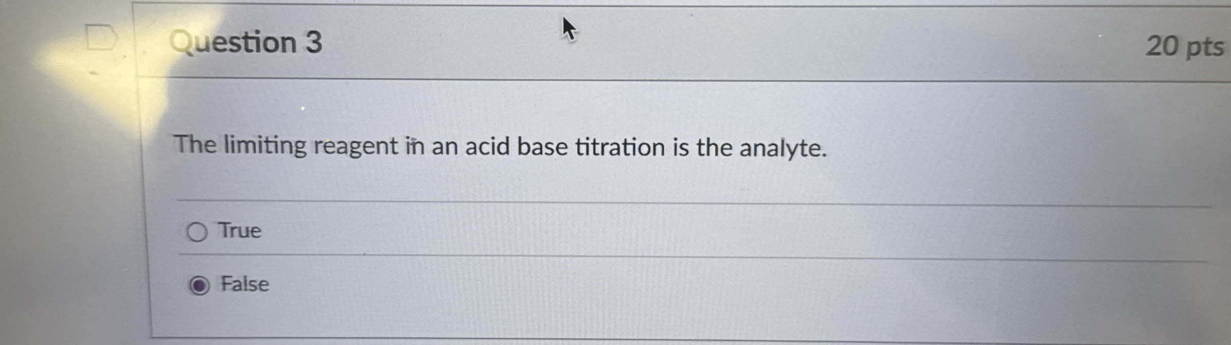 Solved uestion 320 ﻿ptsThe limiting reagent in an acid base | Chegg.com