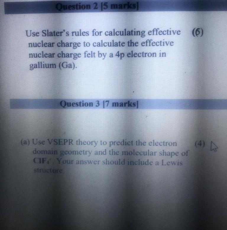 Use Slater's rules for calculating effective nuclear | Chegg.com