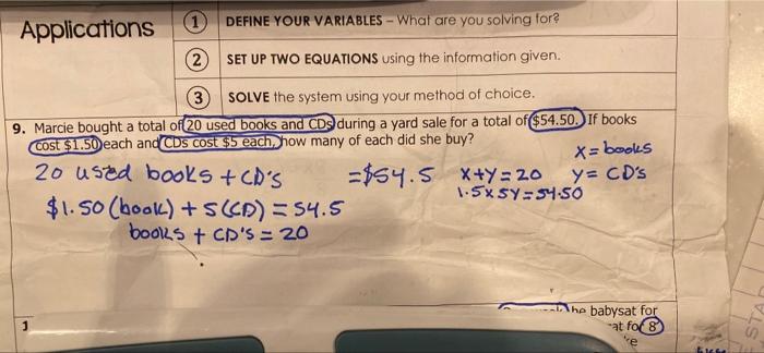Solved 1 DEFINE YOUR VARIABLES - What are you solving for | Chegg.com