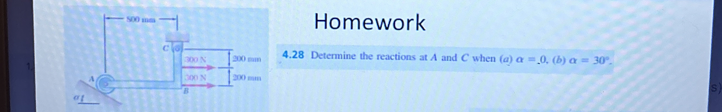Solved Homework4.28 ﻿Determine the reactions at A and C | Chegg.com