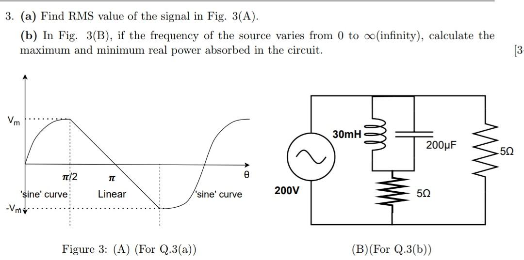 Solved 3. (a) Find RMS value of the signal in Fig. 3(A). (b) | Chegg.com