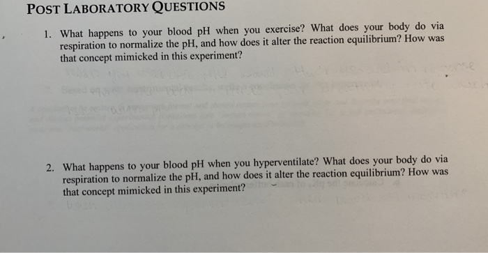 Solved What happens to your blood pH when you exercise? What | Chegg.com