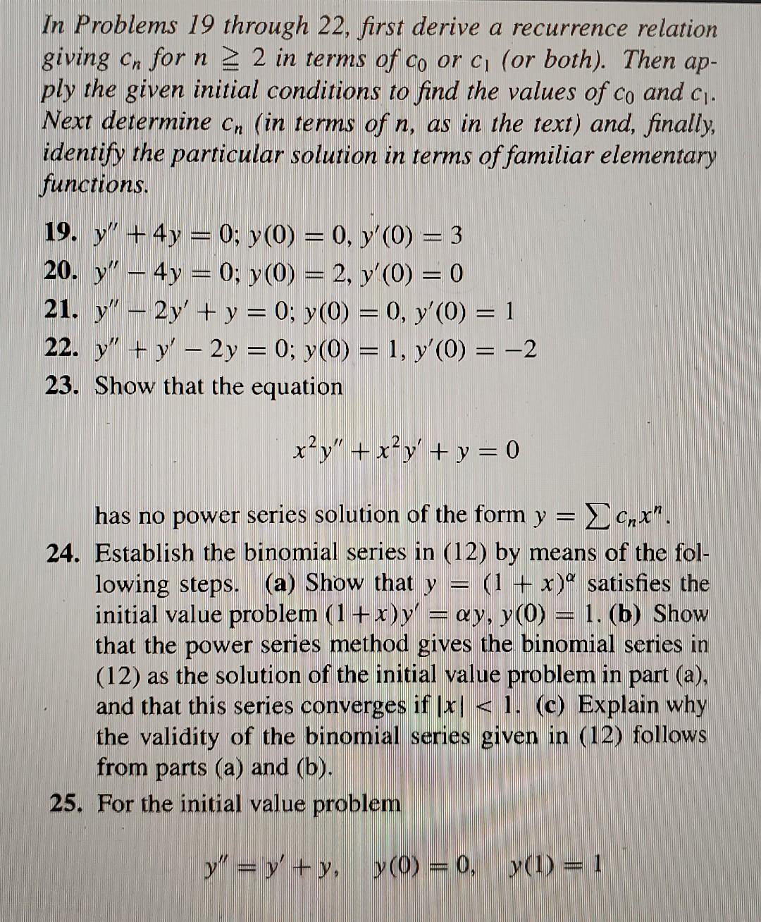 Solved In Problems 19 Through 22 First Derive A Recurrence