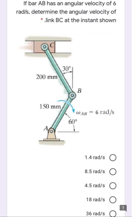 Solved If bar AB has an angular velocity of 6 rad/s, | Chegg.com