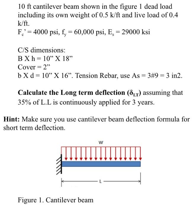 Solved Problem 2: Serviceability: Deflection using ACI | Chegg.com