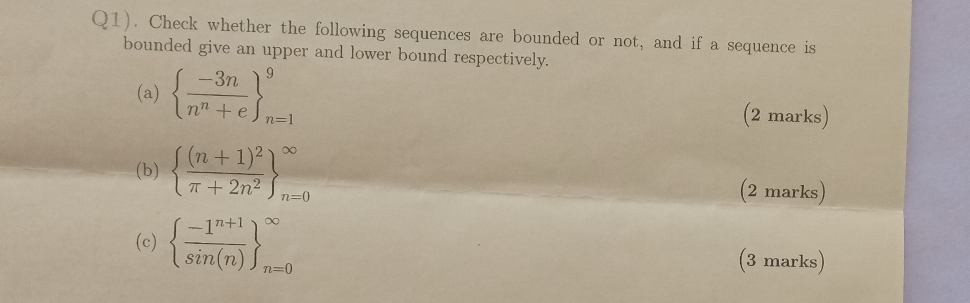 Solved Q1). ﻿Check whether the following sequences are | Chegg.com