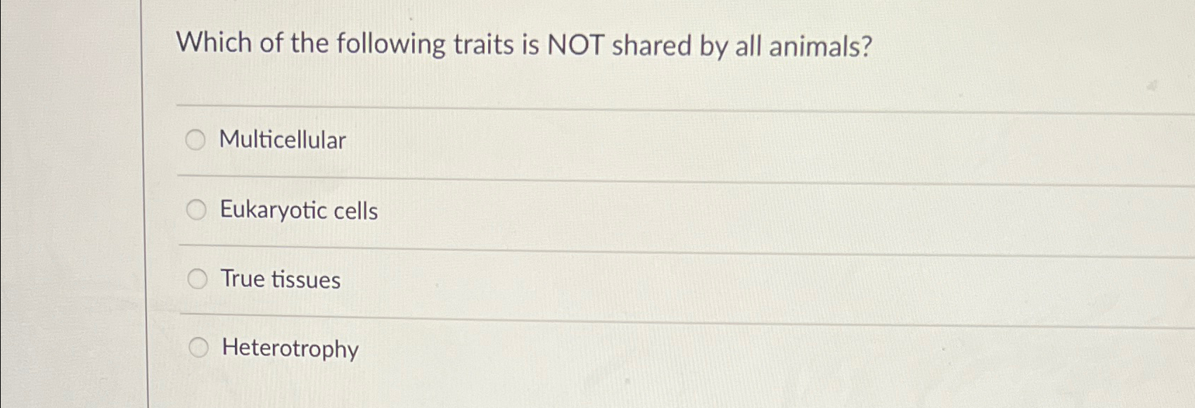 Solved Which of the following traits is NOT shared by all | Chegg.com