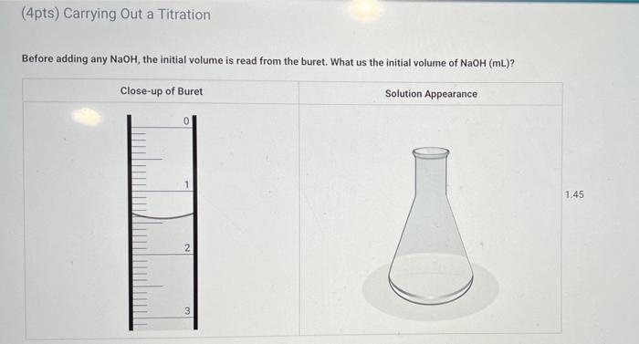 Solved Before adding any NaOH, the initial volume is read | Chegg.com Solved Before adding any NaOH, the initial volume is read | Chegg.com