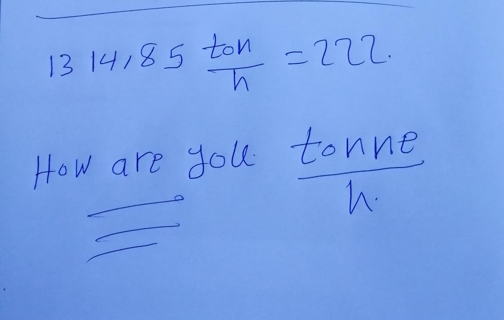 Solved =222. 13 14185 ton h How are you tonne h | Chegg.com