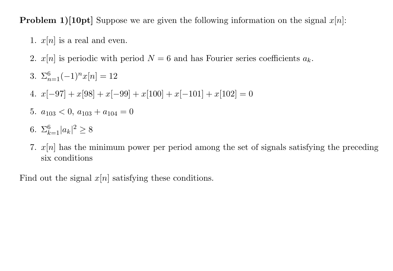 Solved Problem 1)[10pt] ﻿Suppose we are given the following | Chegg.com