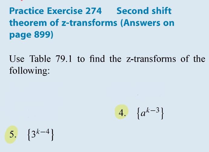 Practice Exercise 274 Second Shift Theorem Of