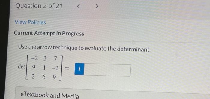 Solved Use the arrow technique to evaluate the determinant. | Chegg.com
