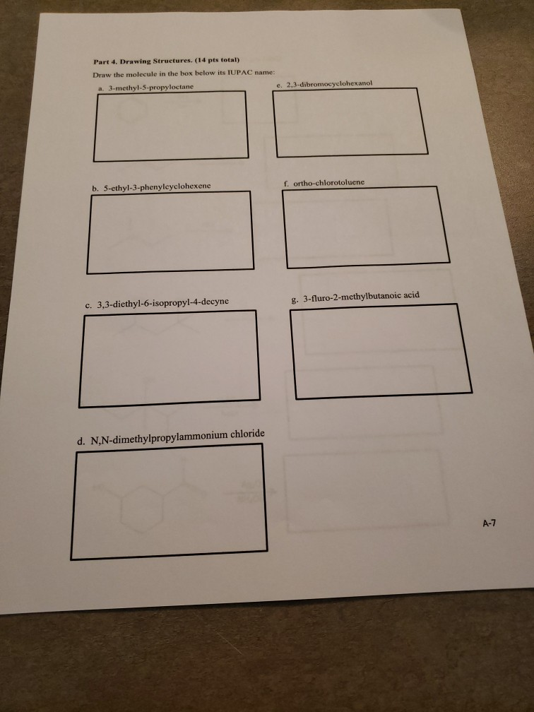 Solved Part 4. Drawing Structures. (14 pts total) Draw the | Chegg.com