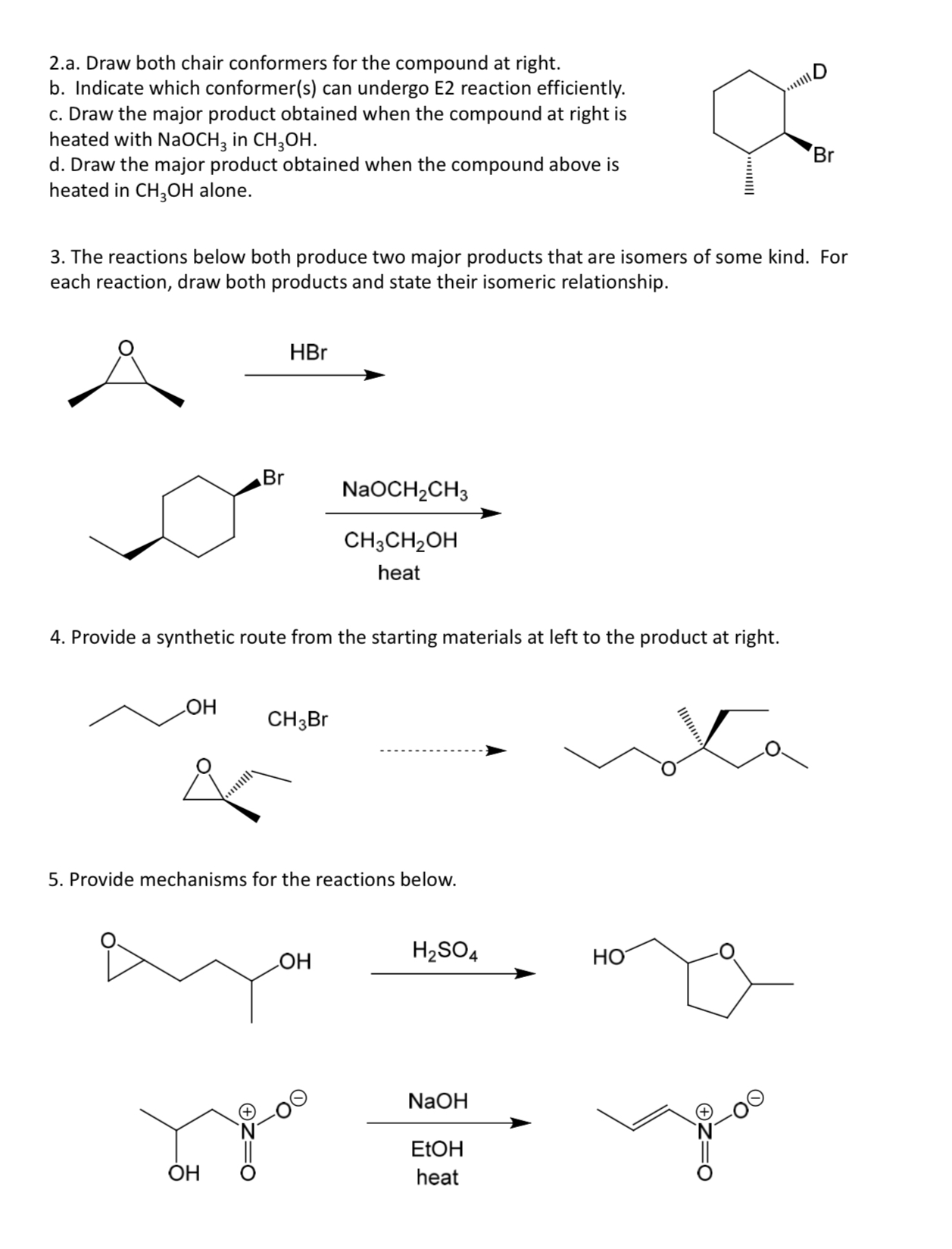 Solved 2.a. ﻿Draw both chair conformers for the compound at | Chegg.com