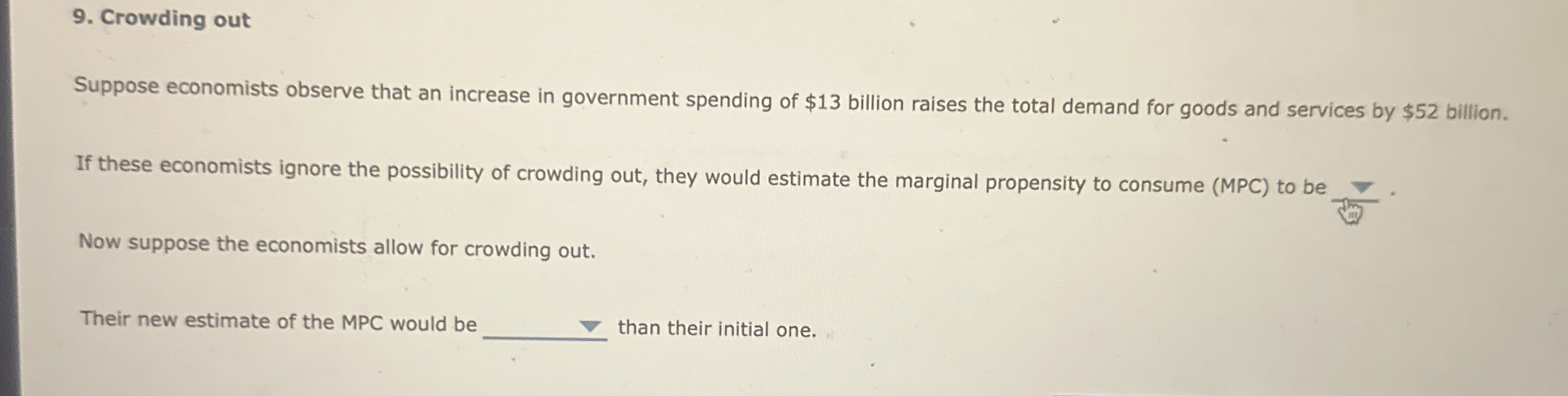 Solved Crowding outSuppose economists observe that an | Chegg.com