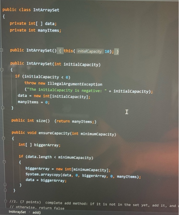 Solved Public Class Intarrayset Private Int Data