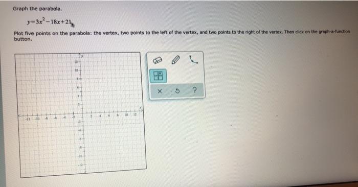 Solved Graph the parabola. y=3x? - 18x+21 Plot five points | Chegg.com