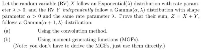 Solved Let the random variable (RV) X follow an | Chegg.com