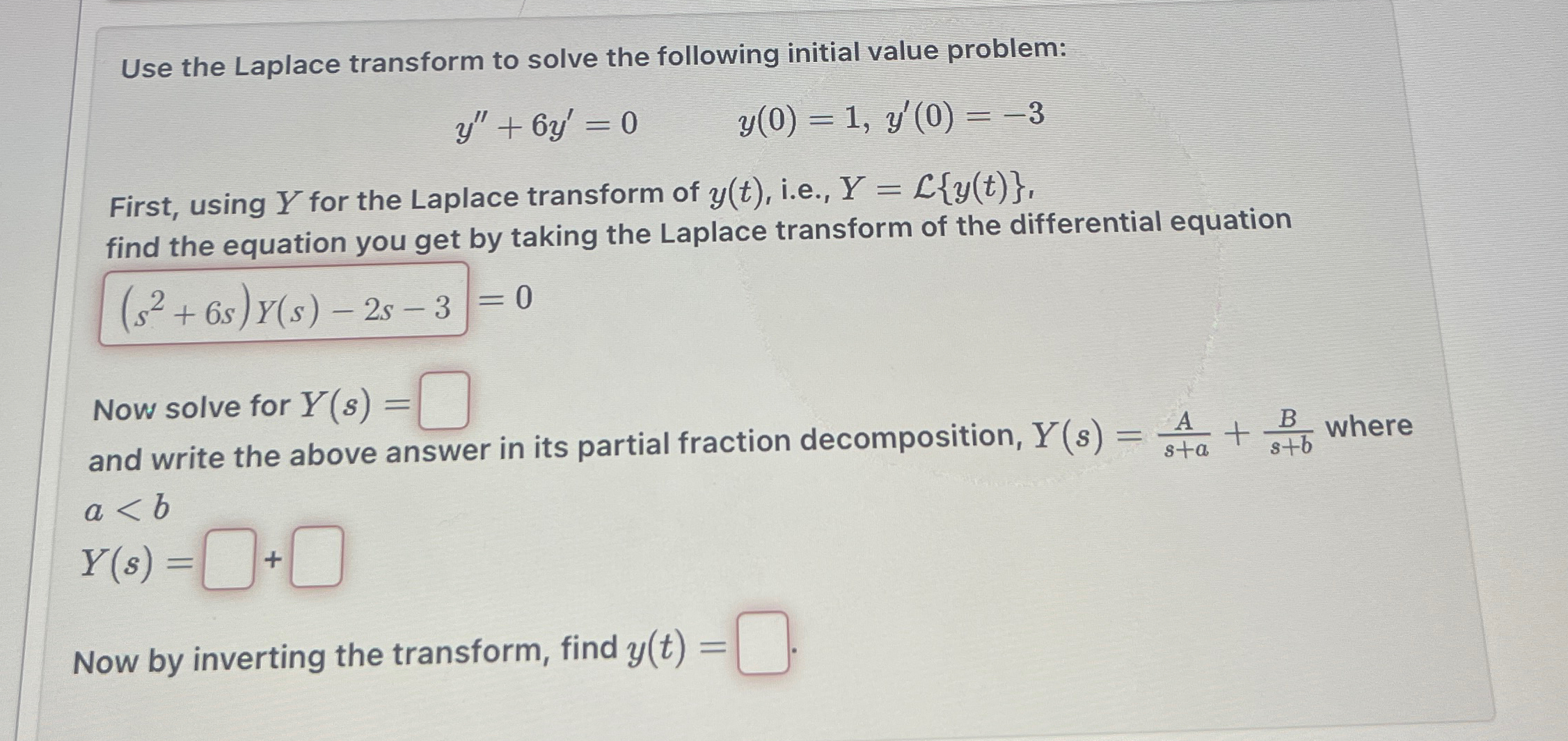Solved Use the Laplace transform to solve the following | Chegg.com
