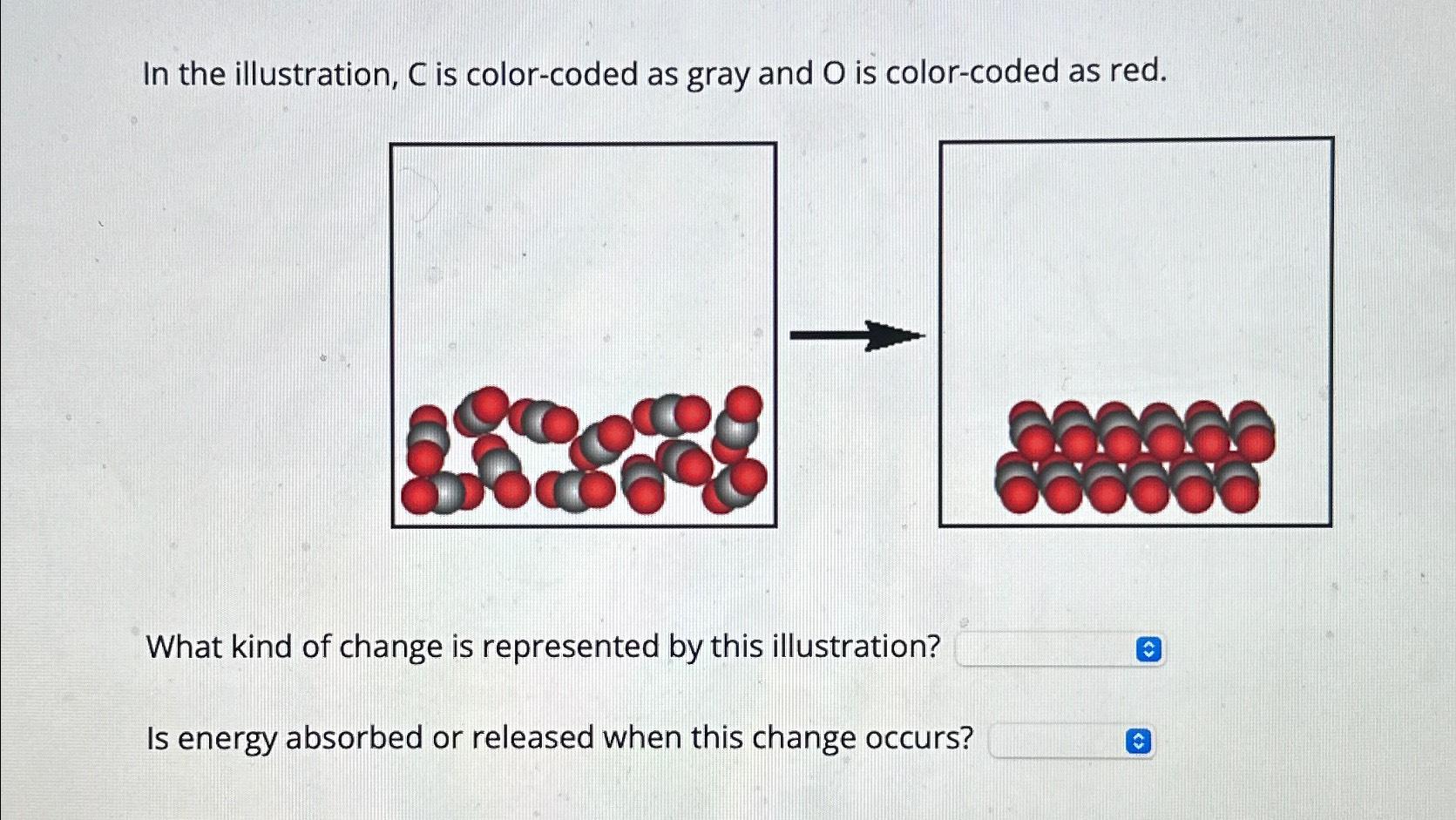 Solved In the illustration, C ﻿is color-coded as gray and O | Chegg.com