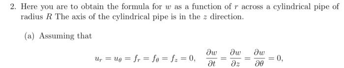 Solved 2. Here you are to obtain the formula for w as a | Chegg.com