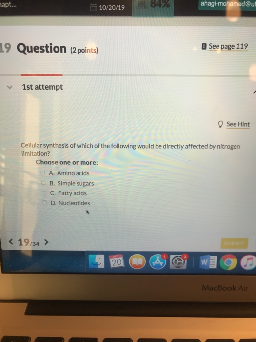 Solved napt... 10/20/19 184% ahagi-mohamed@ur 19 Question (2 | Chegg.com