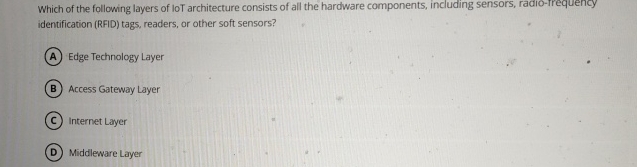 Solved Which of the following layers of loT architecture | Chegg.com