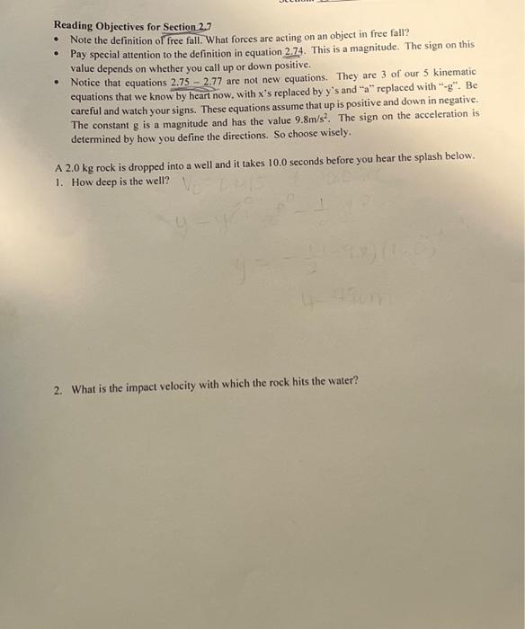 Solved Reading Objectives for Section 2,7 - Note the | Chegg.com