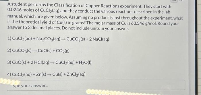 Solved A student performs the Classification of Copper | Chegg.com