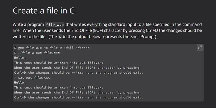Solved Create a file in C Write a program file_w.c that | Chegg.com